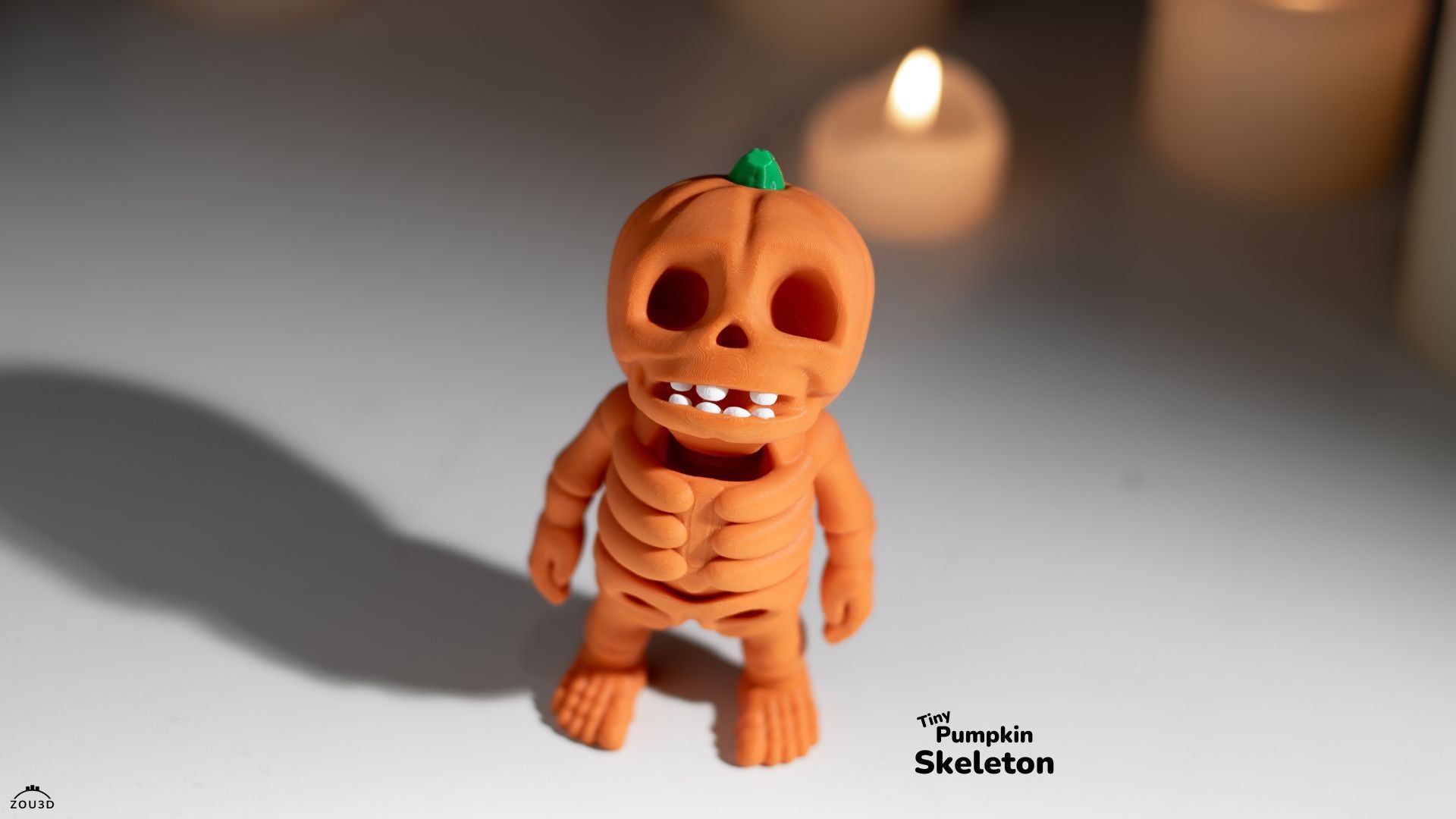 Krew3D Printables - Tiny Pumpkin Skeleton - 3D Printed, Articulated, a ...
